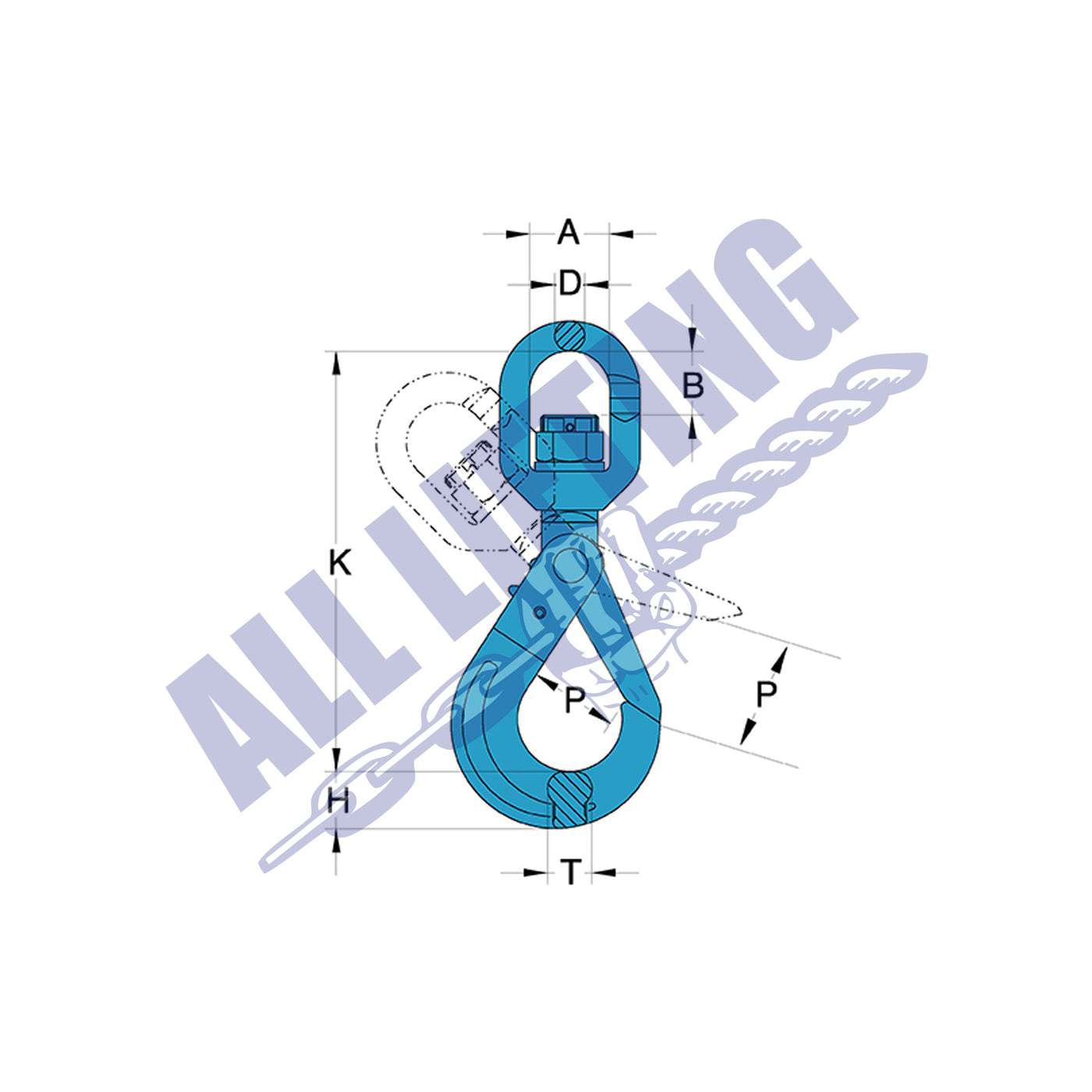 Grade 100 Self Locking Hook Swivel Eye | All Lifting