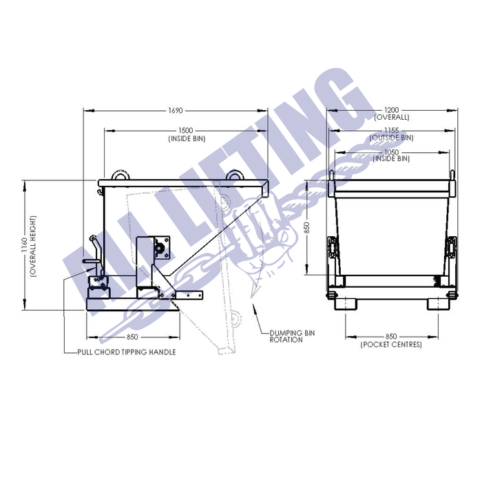 Lever Release Rollover Bin | All Lifting