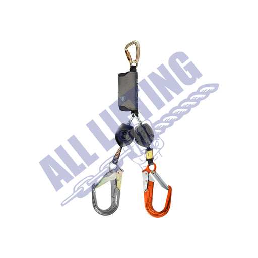 Peanut Twin Self Retracting Lanyard with Karabiner and Alu Scaff Hook ...
